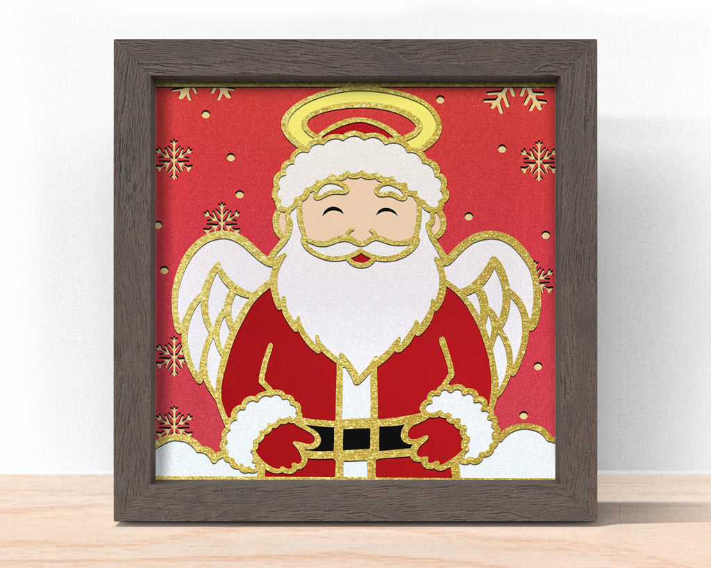 3D CHRISTMAS SANTA ANGEL SVG, Christmas Shadow Box Svg