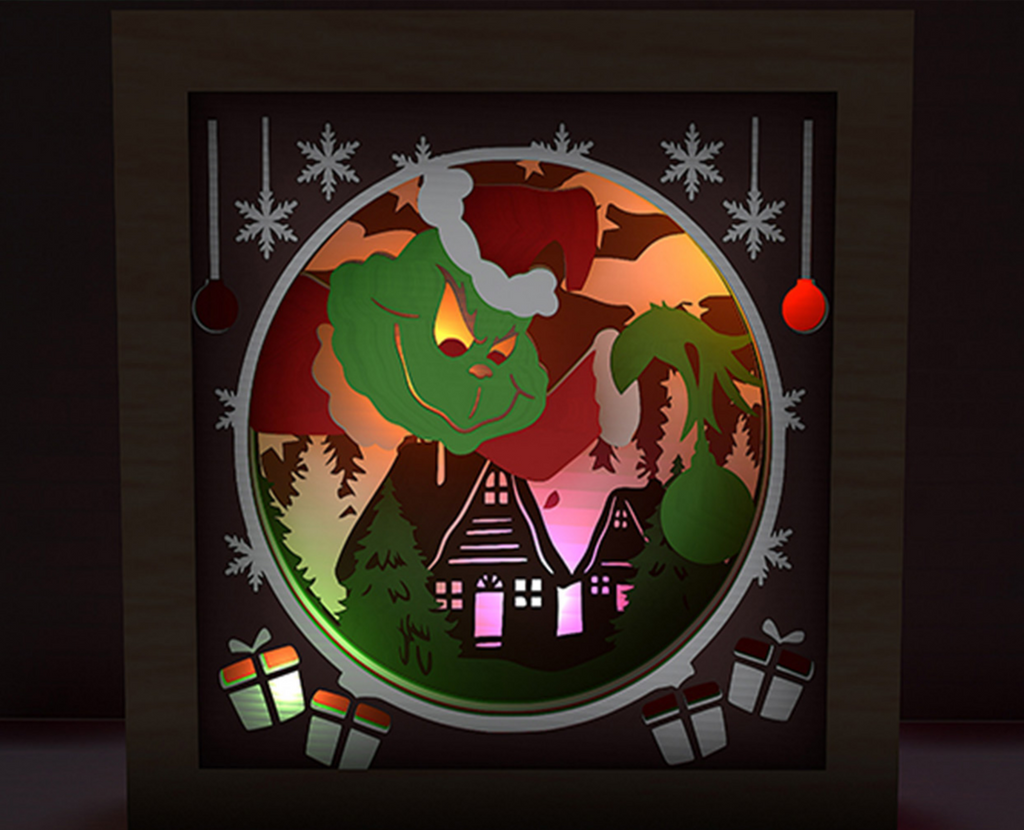 3d GRINCH TOWN Svg, CHRISTMAS GRINCH Shadow Box Svg