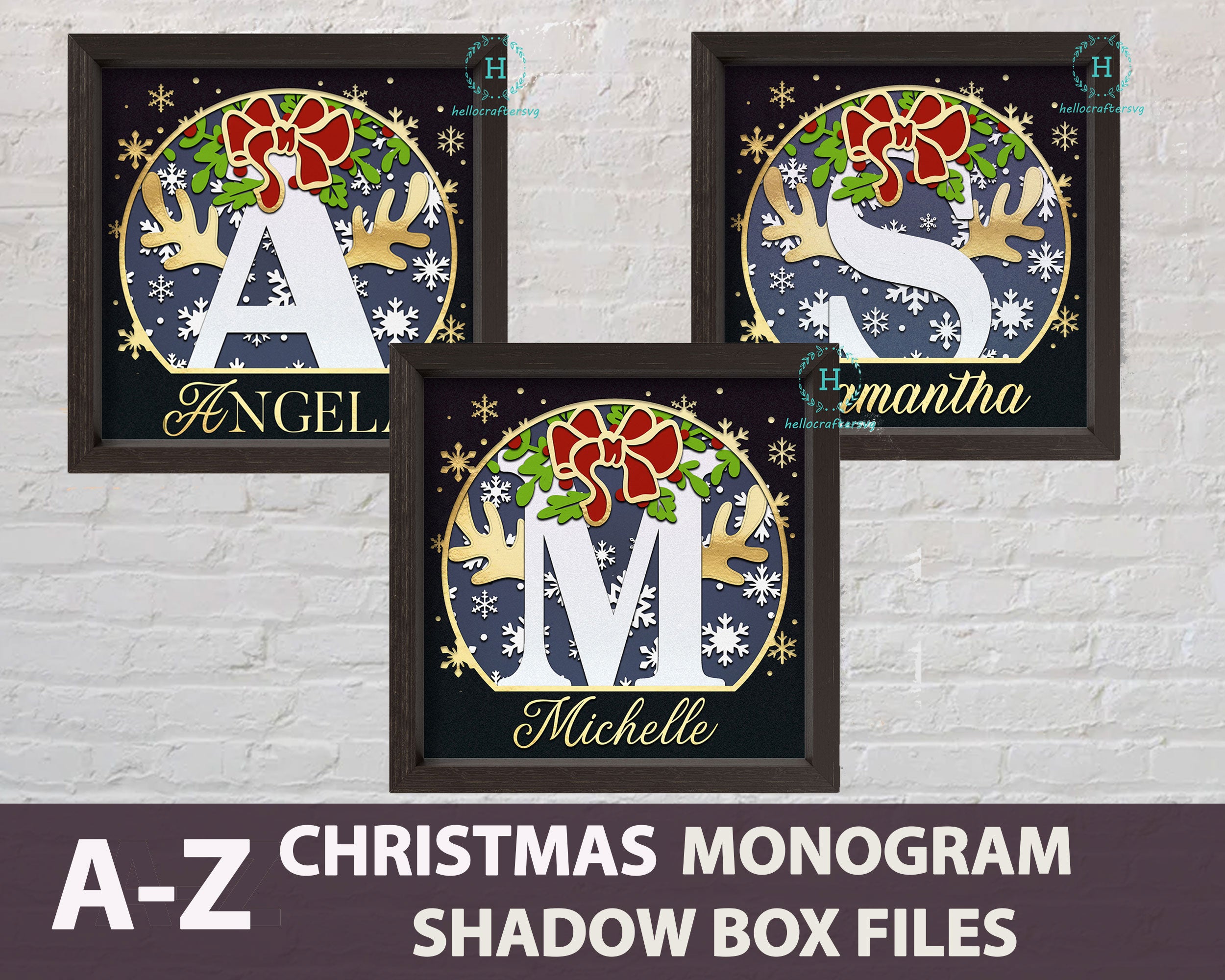 3D A to Z CHRISTMAS Customisable MONOGRAM Shadow Box Svg - Cricut File ...