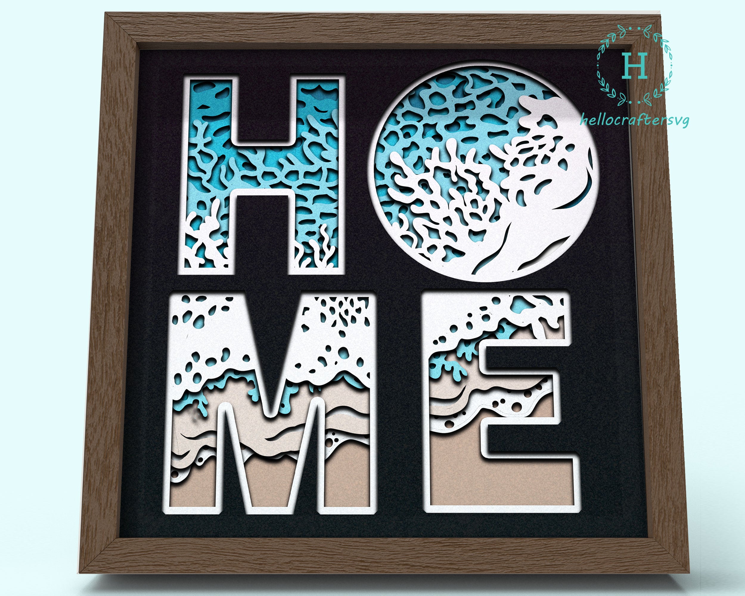 3D BEACH HOME SVG, Sea Home Shadow Box Svg - hellocraftersvg