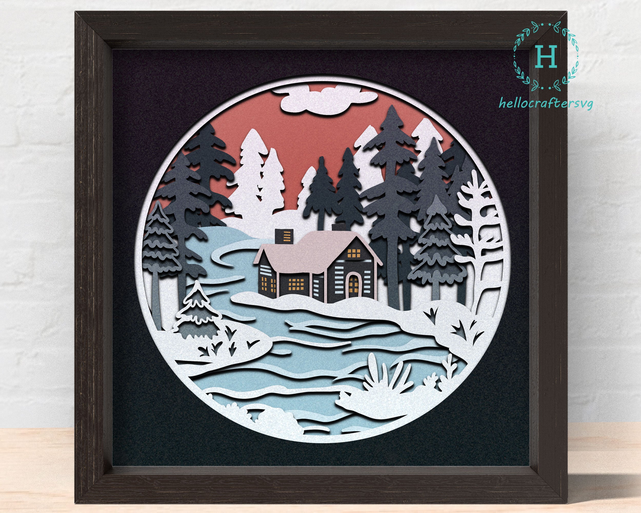 3D CHRISTMAS CABIN Svg, CHRISTMAS Shadow Box Svg - hellocraftersvg