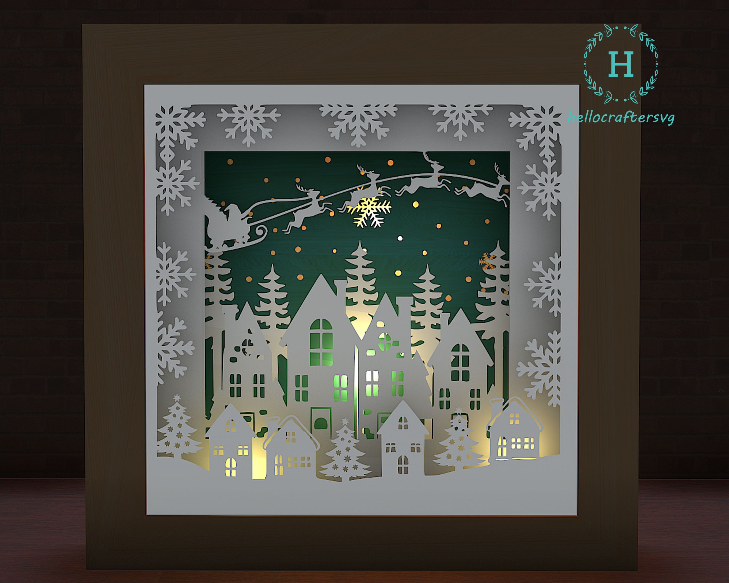 3D CHRISTMAS VILLAGE Svg, CHRISTMAS Shadow Box Svg - hellocraftersvg