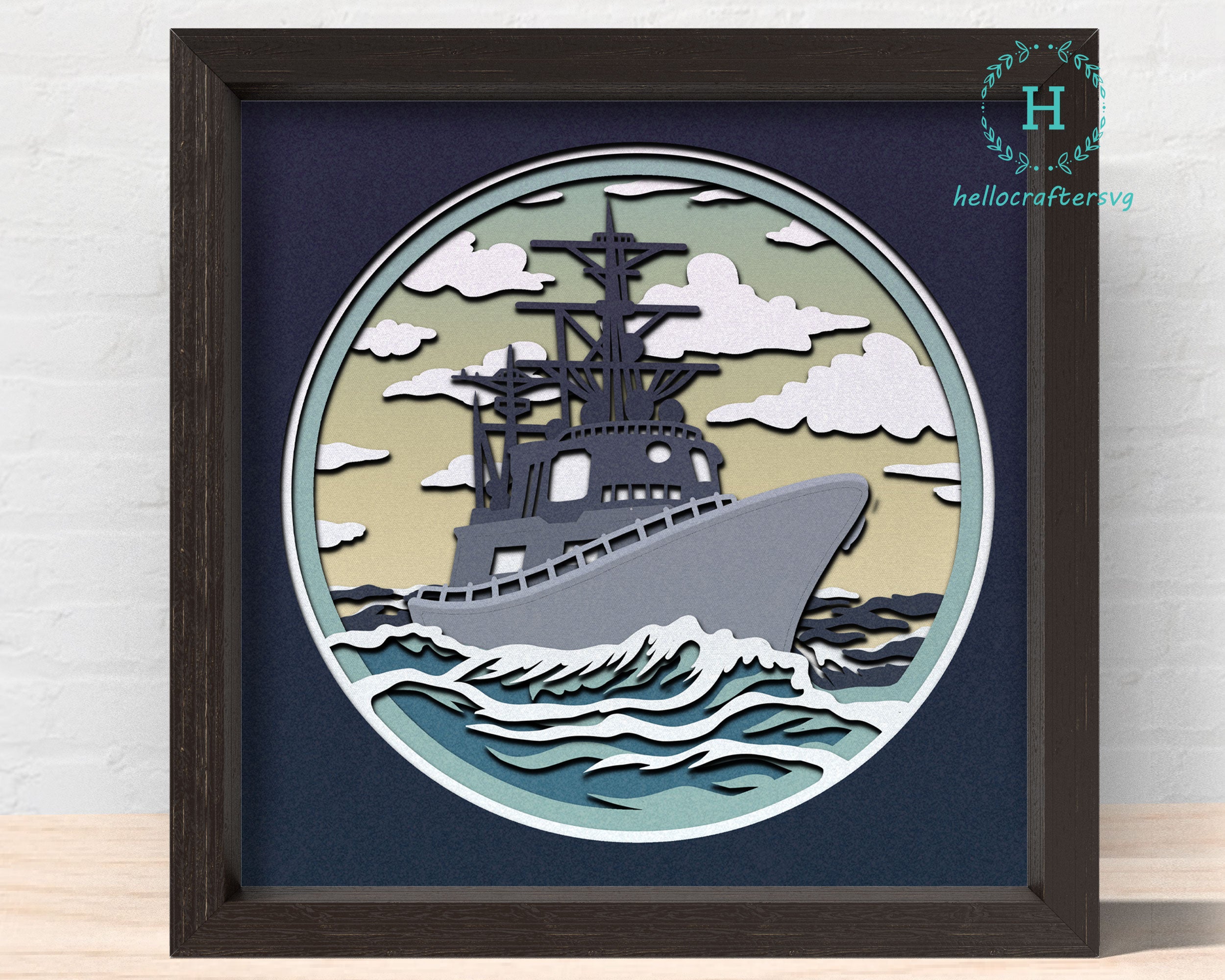3D MARINE Svg, MARINE Shadow box Svg - Cricut Files - hellocraftersvg