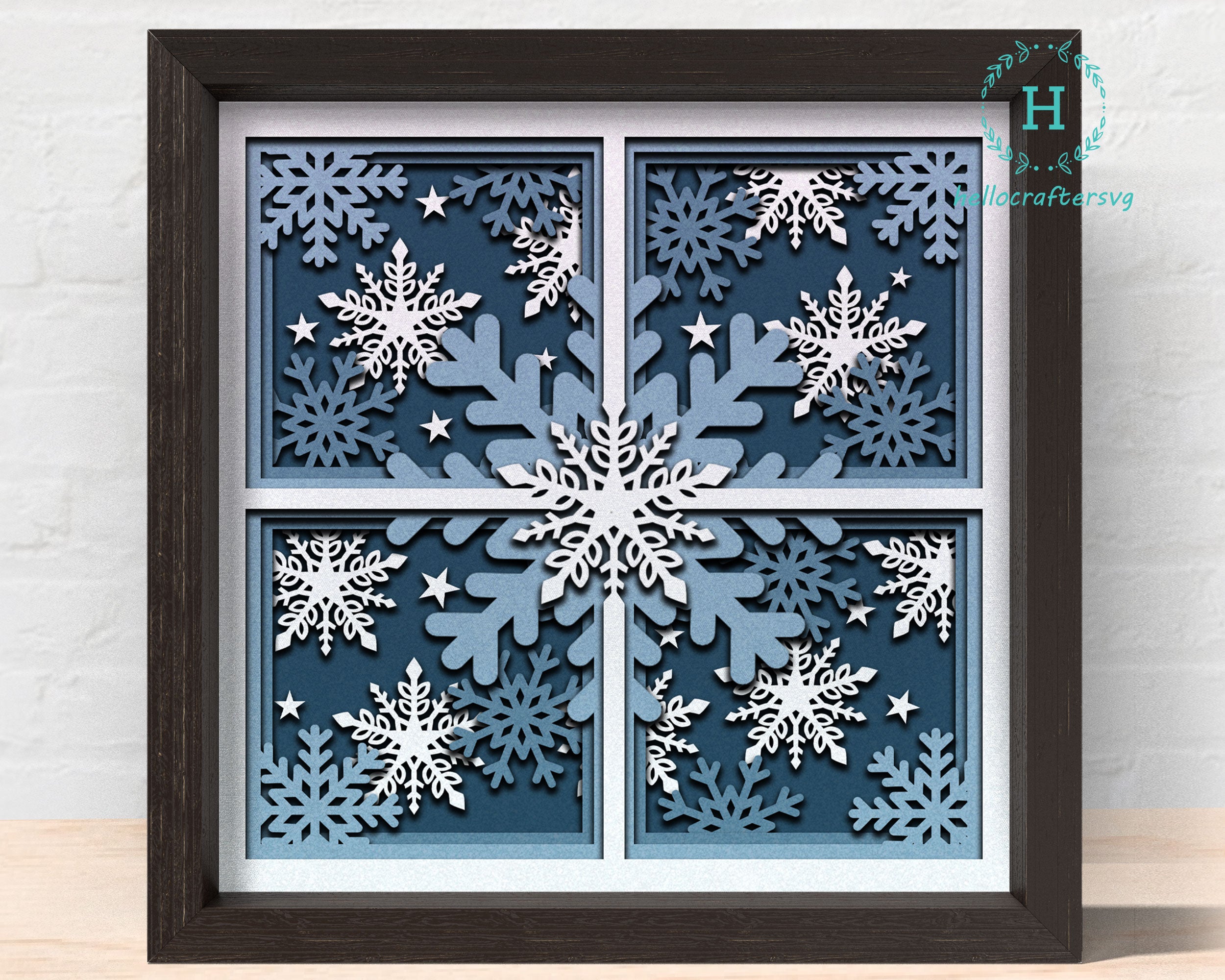 3d SNOWFLAKE WINDOW Svg, Snowflake Shadow Box Svg - hellocraftersvg