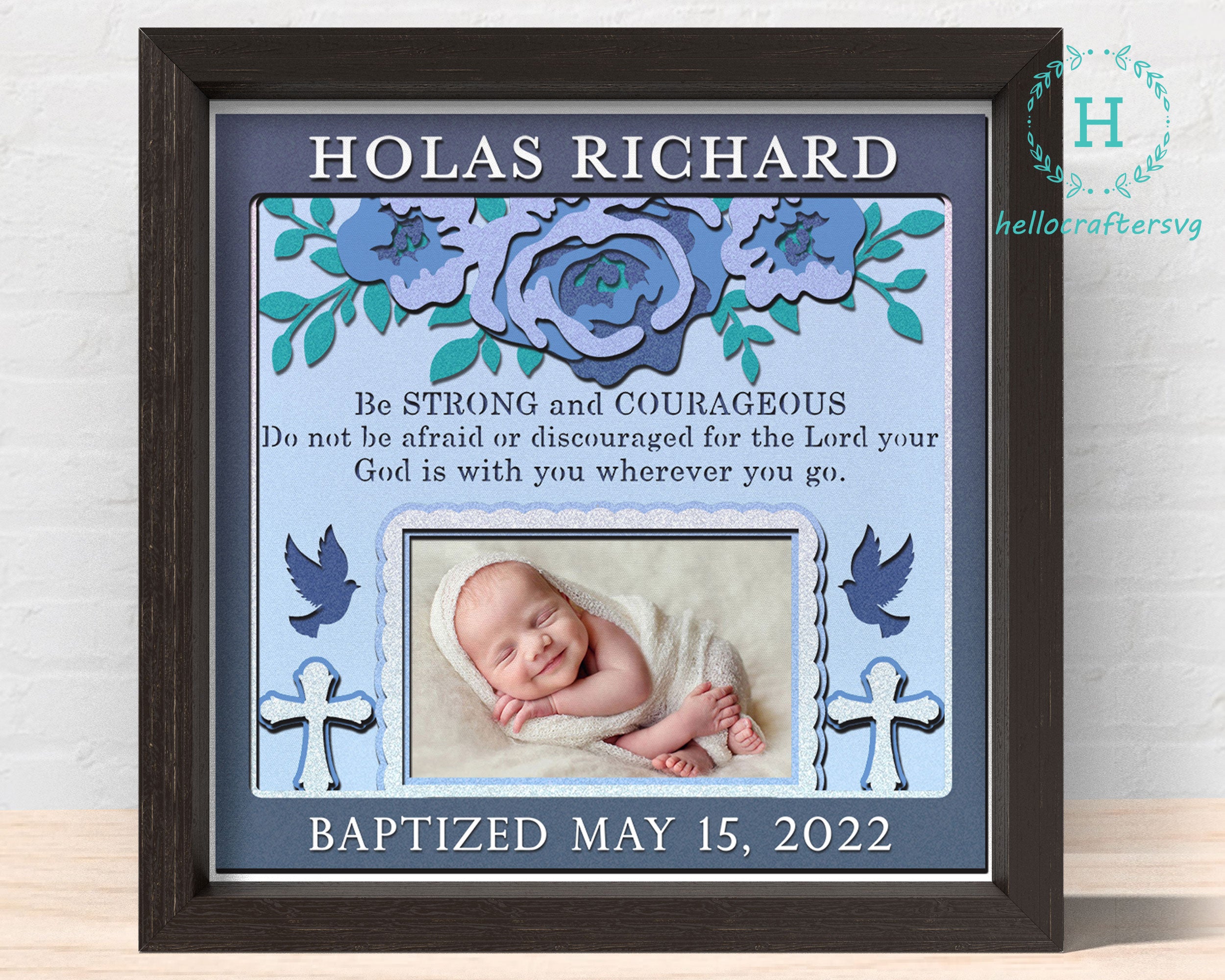 3D BAPTISM Godson Svg, Customisable Baptism Gift Shadow Box Svg ...