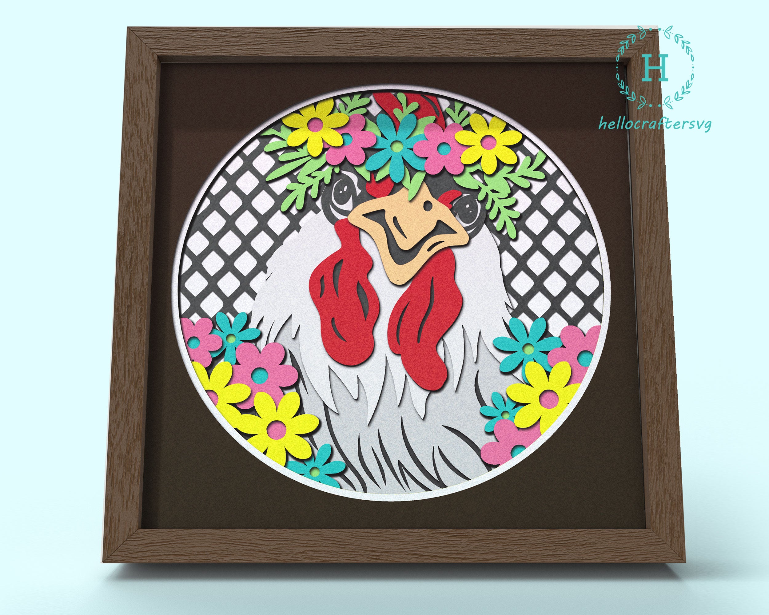 3d FLORAL CHICKEN Svg, Customisable Chicken Shadow Box Svg ...