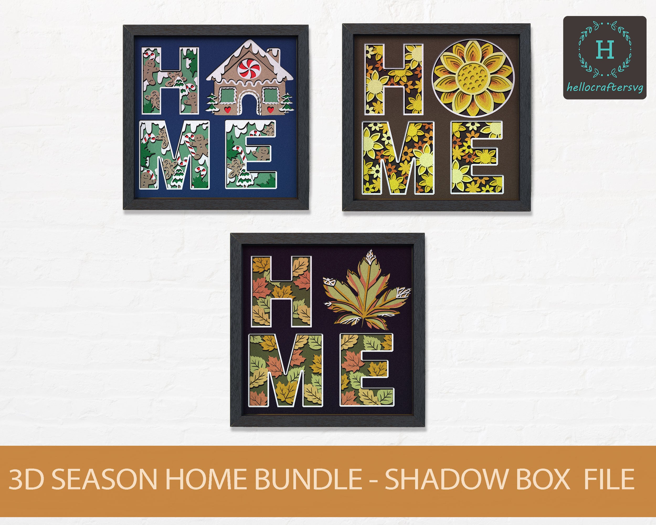 3d Home Bundle Svg, Home Shadow Box Bundle Svg - hellocraftersvg