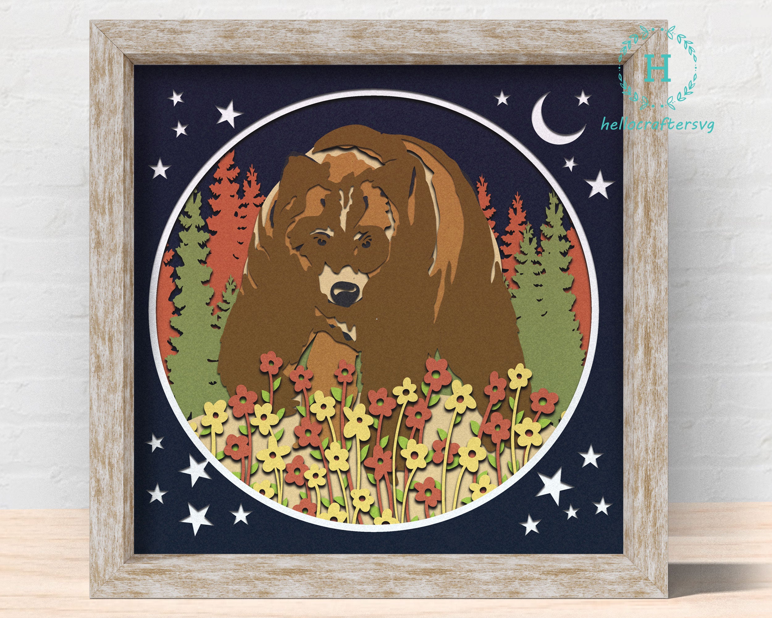3d Bear Svg, Bear Shadow Box Svg - hellocraftersvg