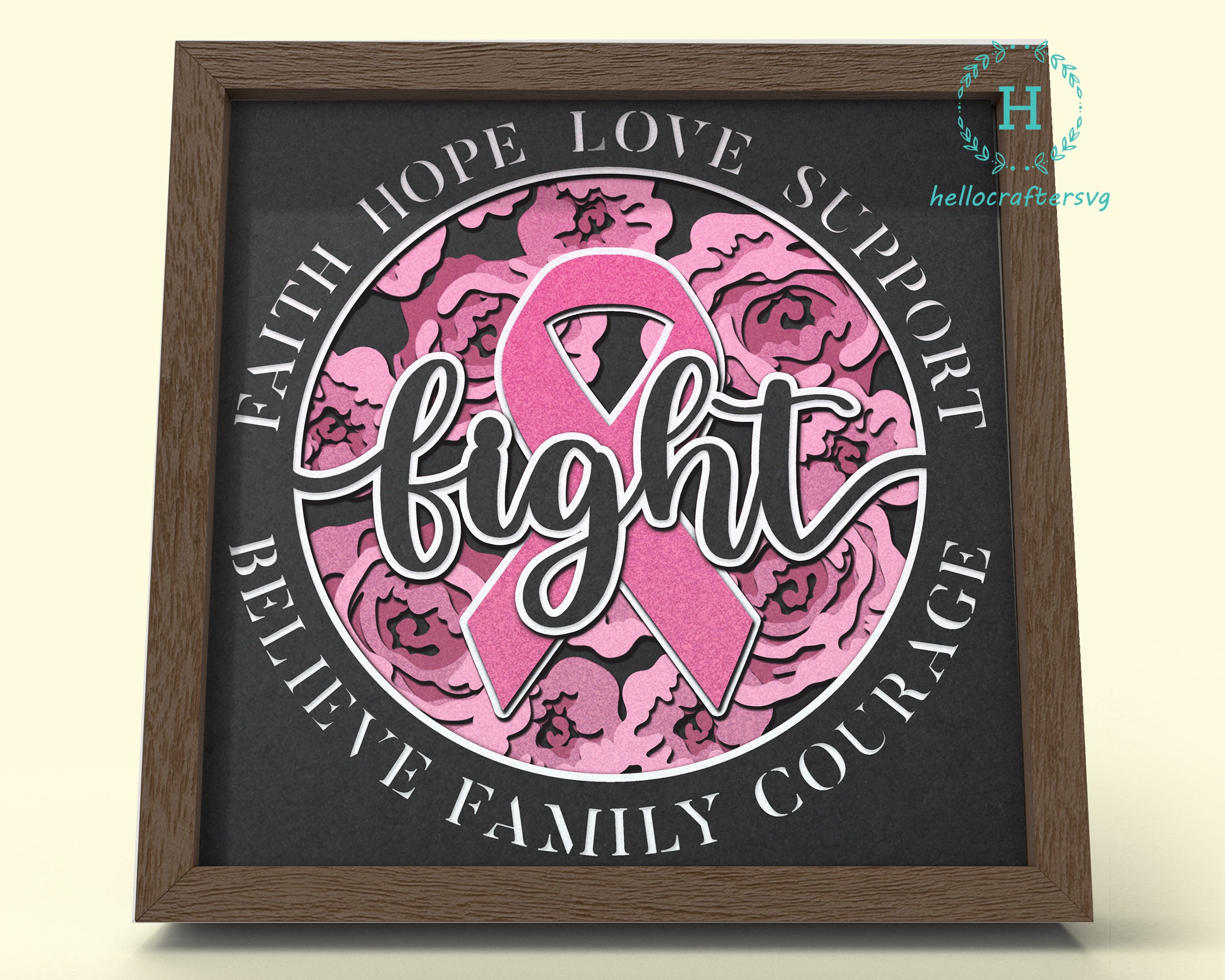 3D CANCER AWARENESS Svg, Cancer Shadow Box Svg - hellocraftersvg