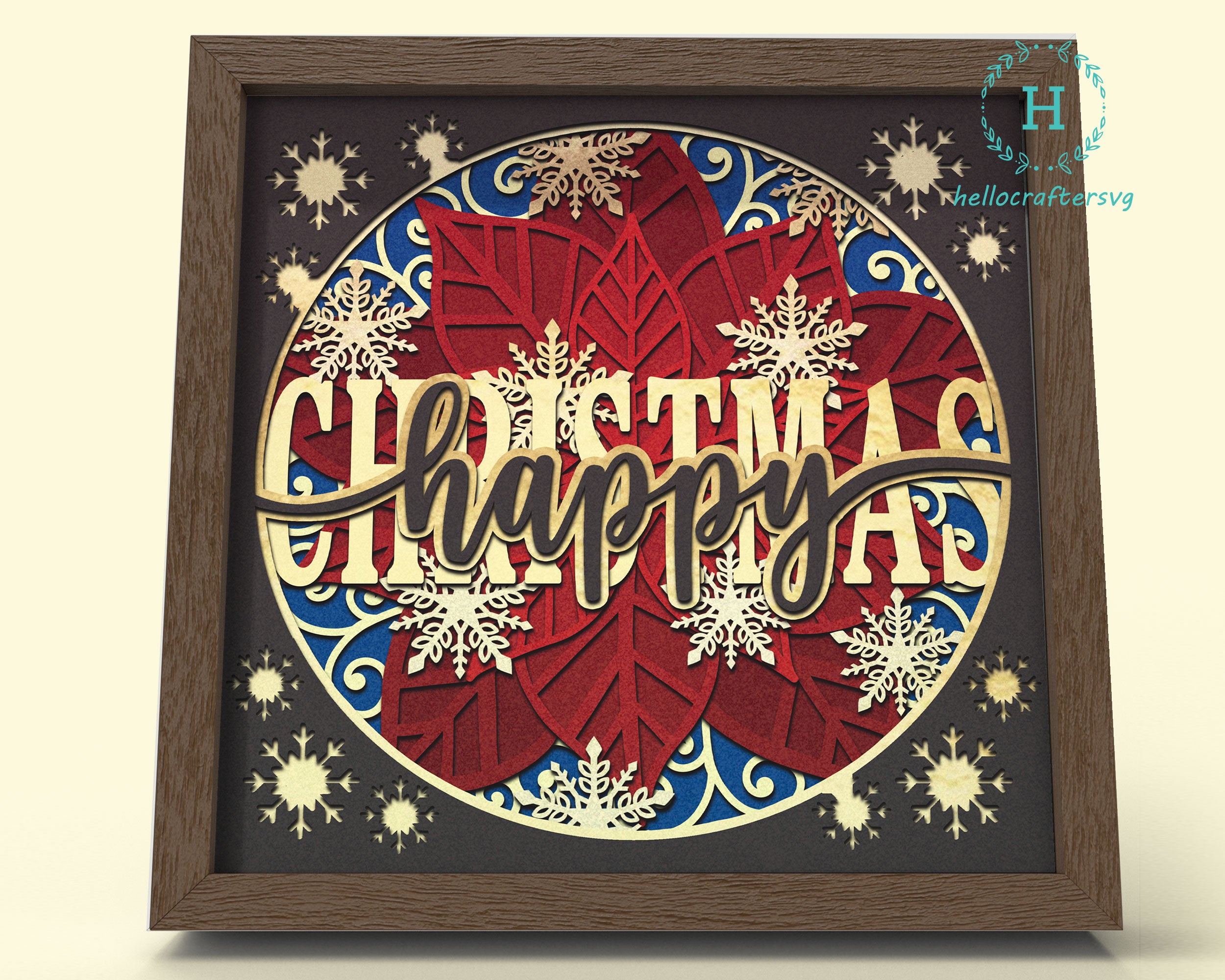 3D Happy Christmas Svg, CHRISTMAS Shadow Box Svg - hellocraftersvg