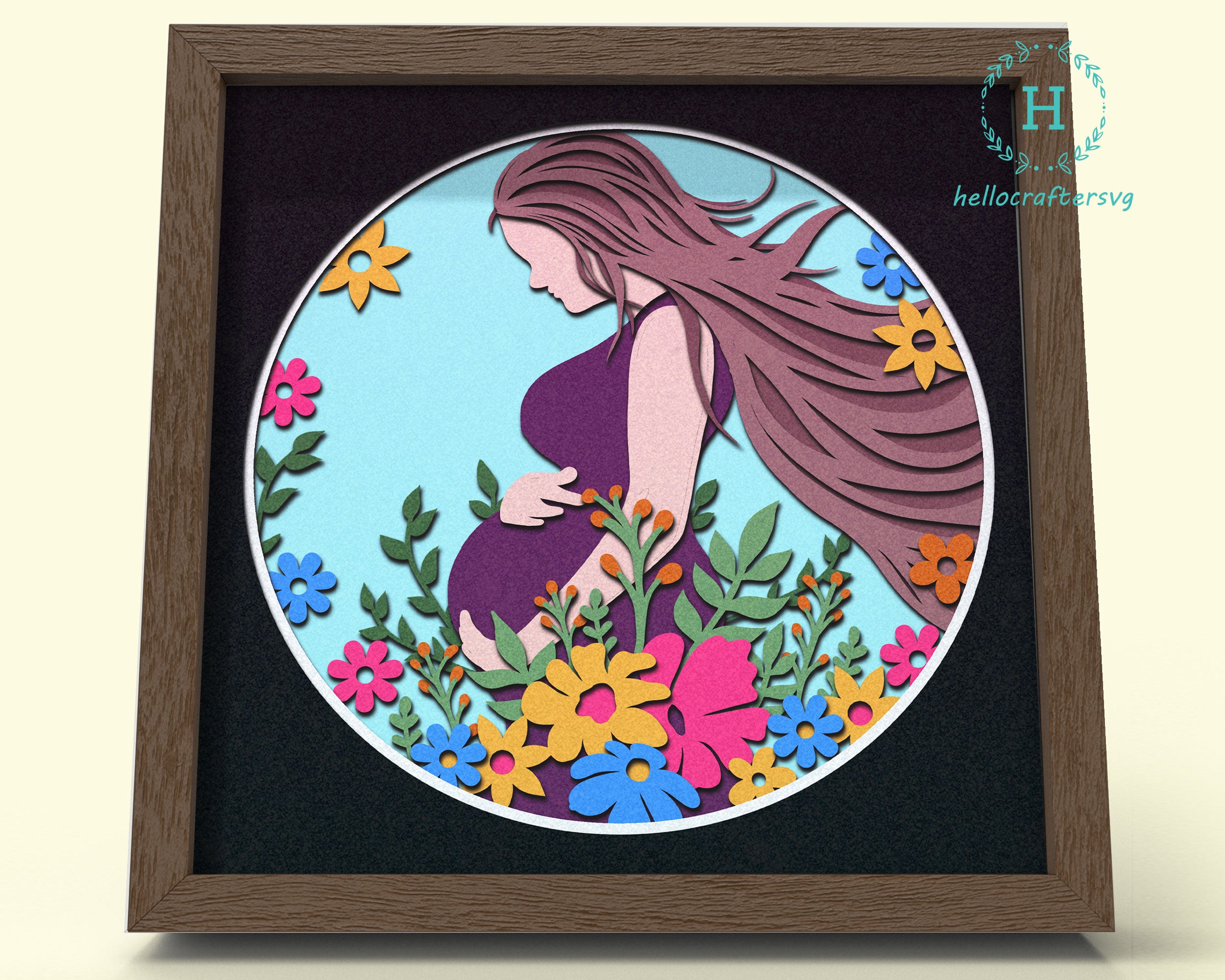 3D PREGNANCY Svg, PREGNANCY MOTHER Shadow Box Svg - hellocraftersvg