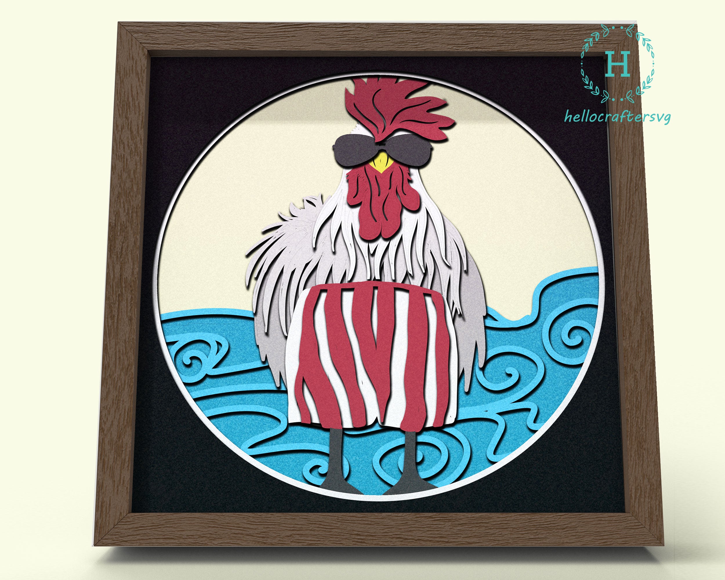 3D Rooster Svg, Rooster Shadow Box Svg - hellocraftersvg