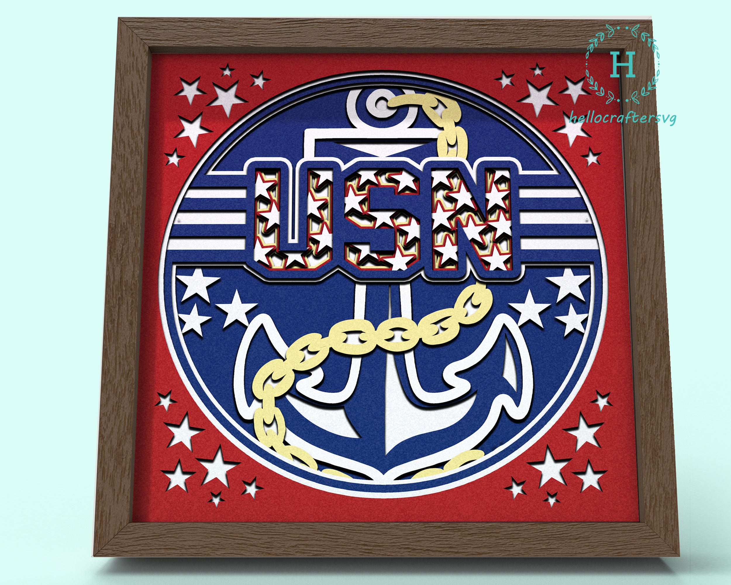 3D USN Svg, USN Shadow Box Svg - hellocraftersvg