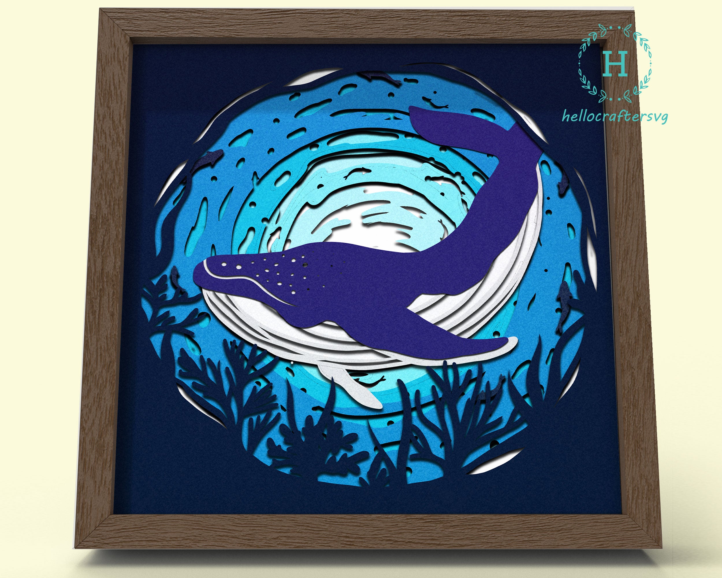 3d WHALE SVG, WHALE Shadow Box Svg - hellocraftersvg
